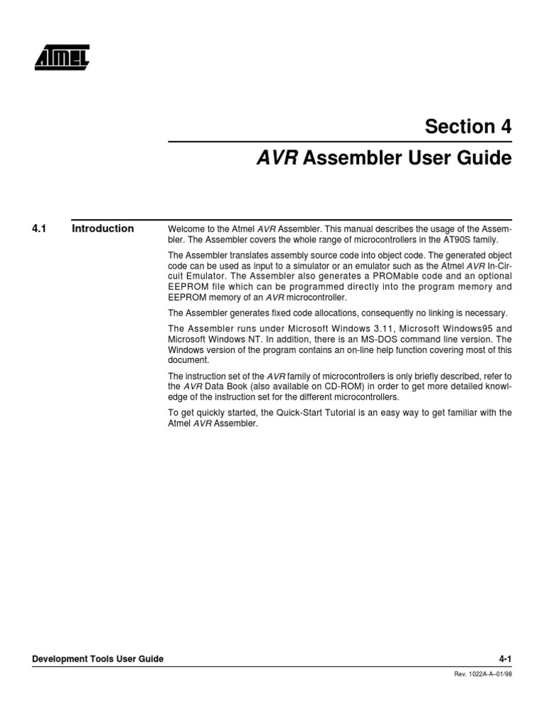 AVR Assembler User Guide | PDF | Assembly Language | Macro (Computer Science)