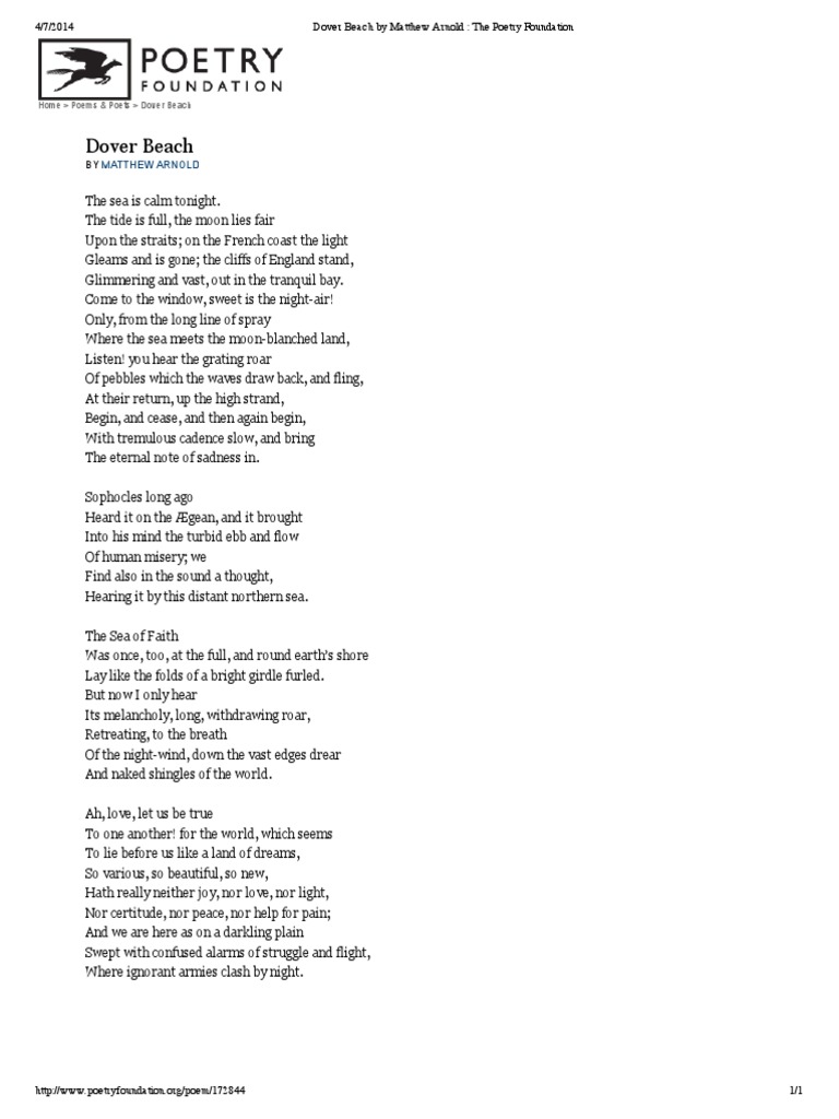 Dover Beach by Matthew Arnold - The Poetry Foundation | PDF