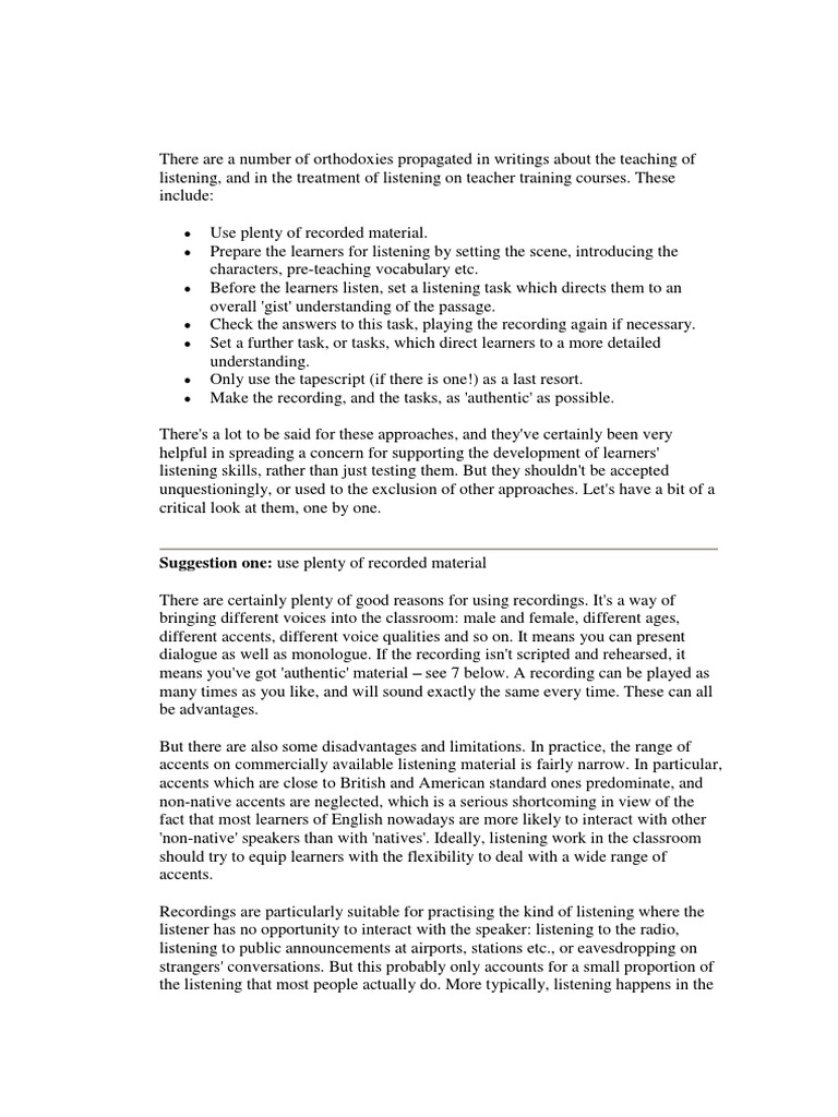 How To Teach Listening | PDF | English Language | Loudspeaker