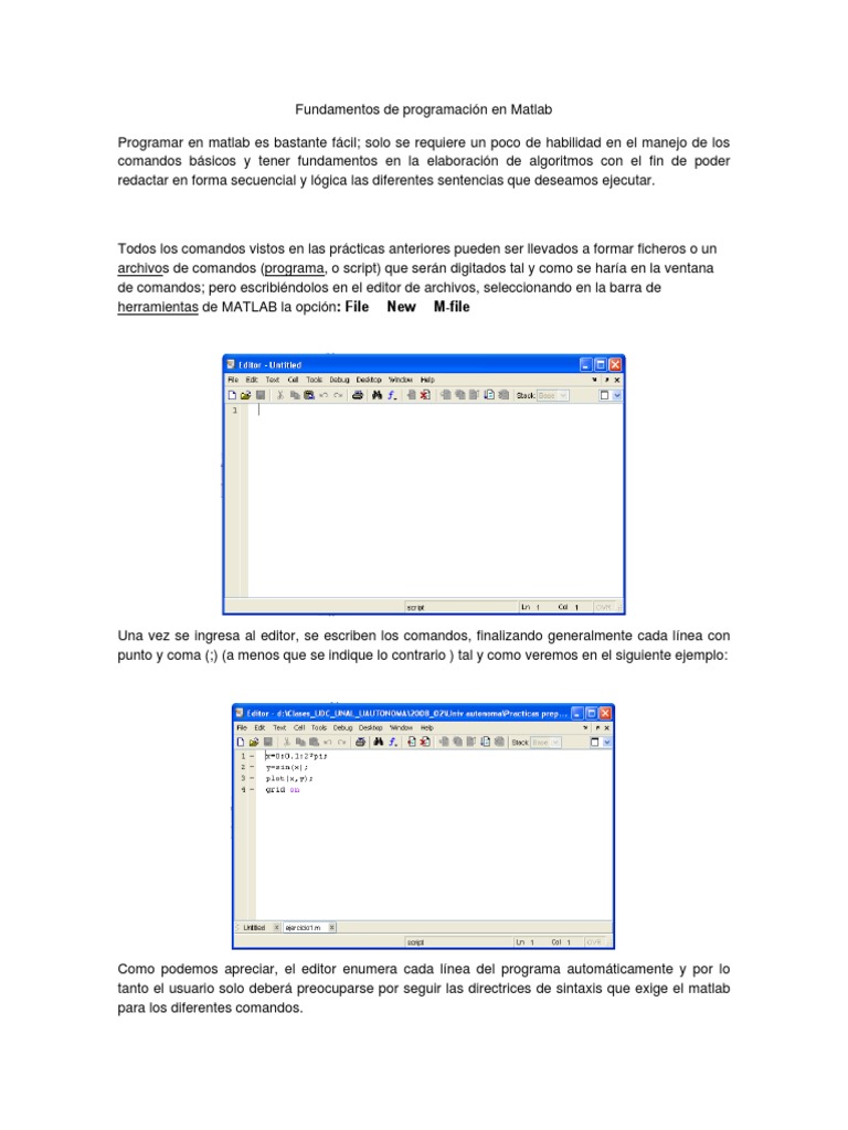 Fundamentos de Programación en Matlab | PDF | Comillas | Archivo de computadora