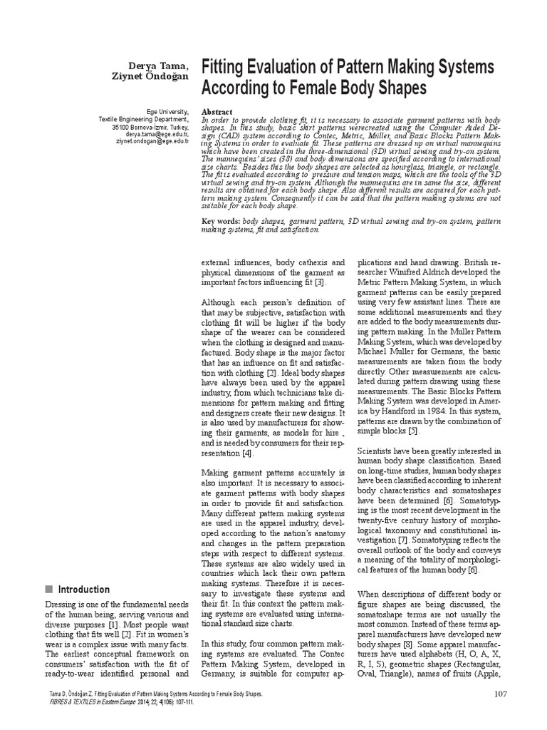 Evaluating Pattern Fit for Women's Shapes | PDF | Waist | Clothing