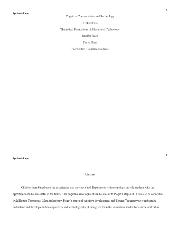 Synthesis Paper Peer Review | PDF | Cognitive Development | Educational ...