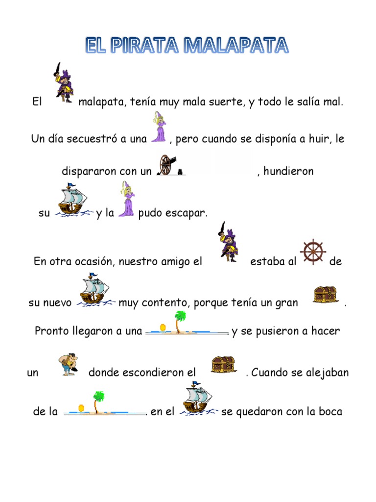 El Pirata Malapata Cuento Ilustrado | PDF