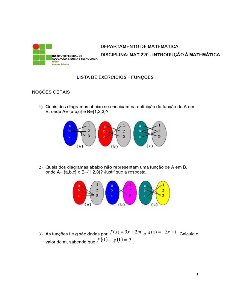 Lista de Exercícios - Funções | PDF | Função (Matemática) | Triângulo