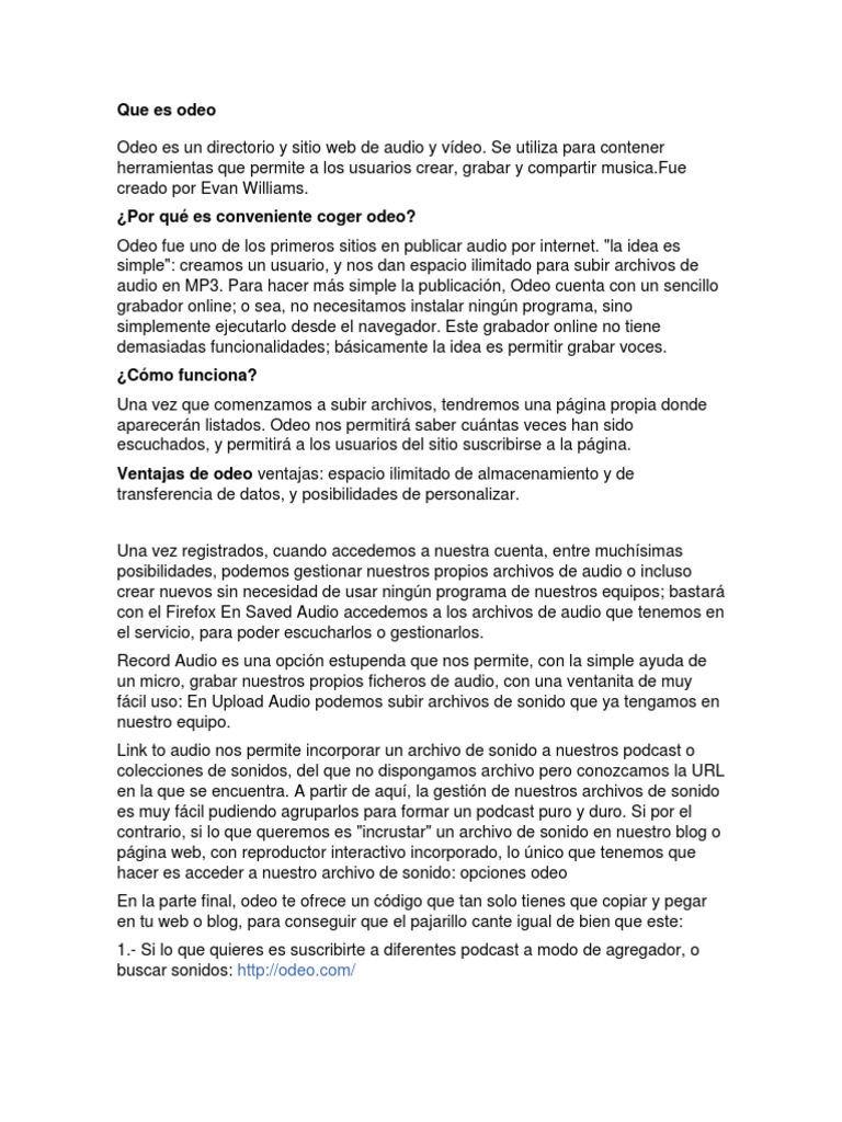 Que Es Odeo | PDF | Podcast | Archivo de computadora