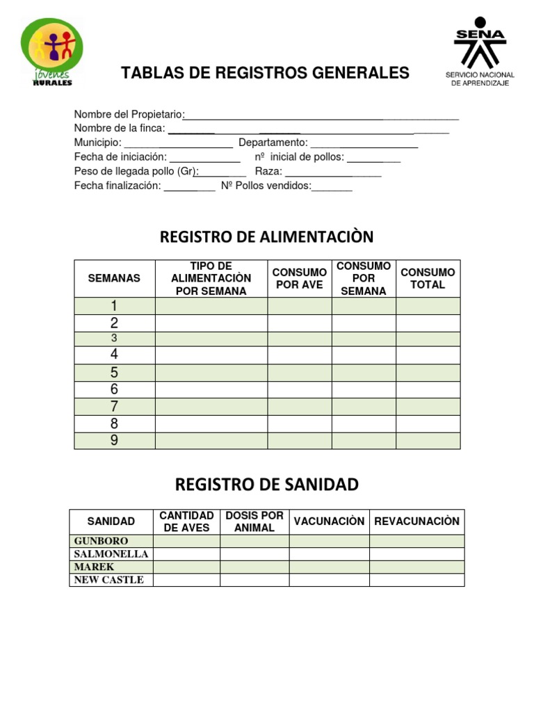 Tablas de Registros Generales | PDF