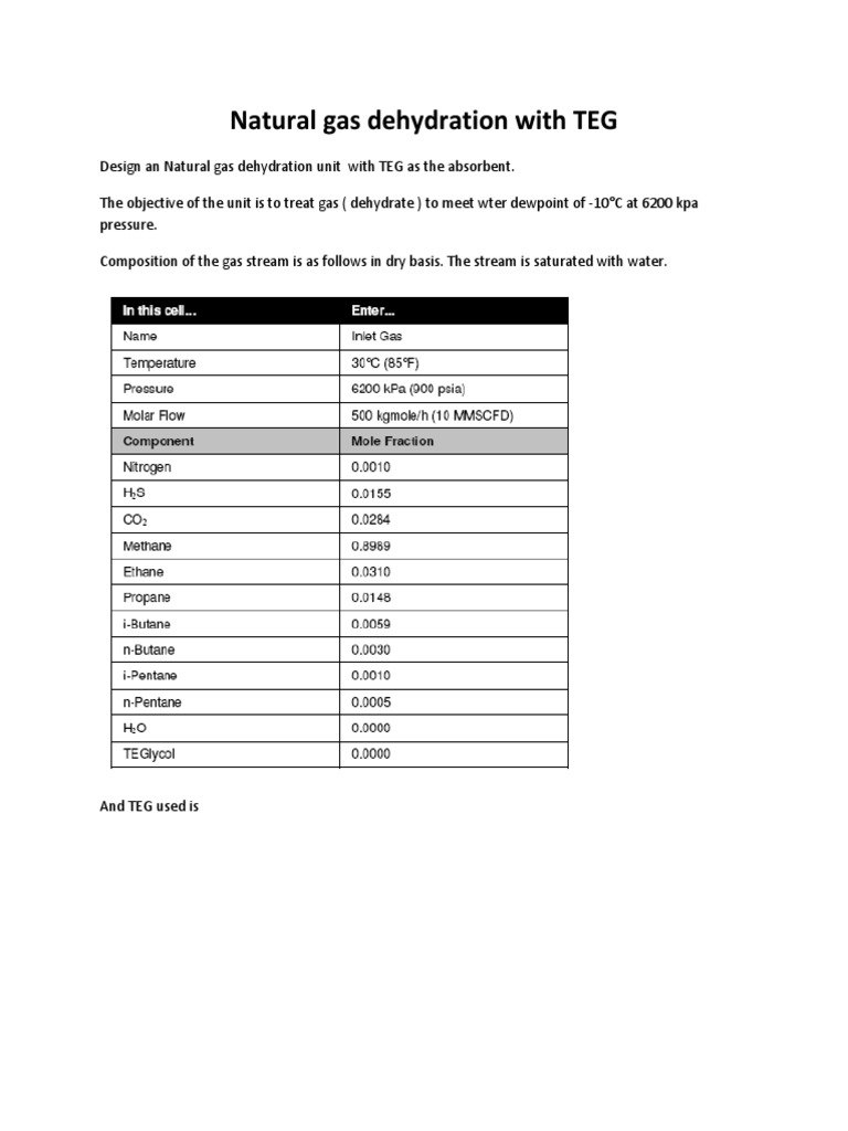TEG Gas Dehydration Unit Design | PDF