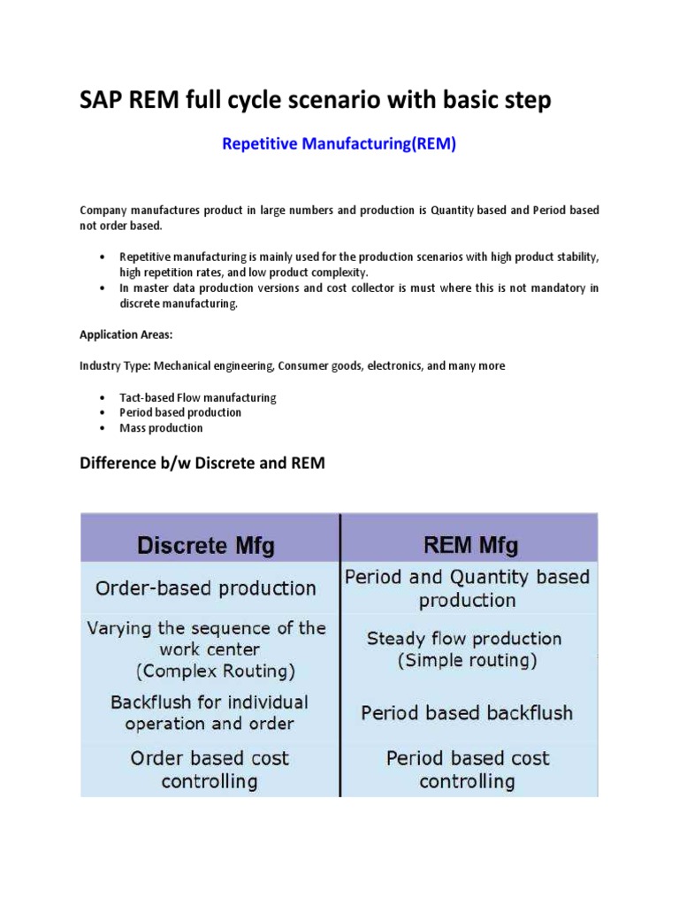 SAP REM Full Cycle Scenario With Basic Step | PDF