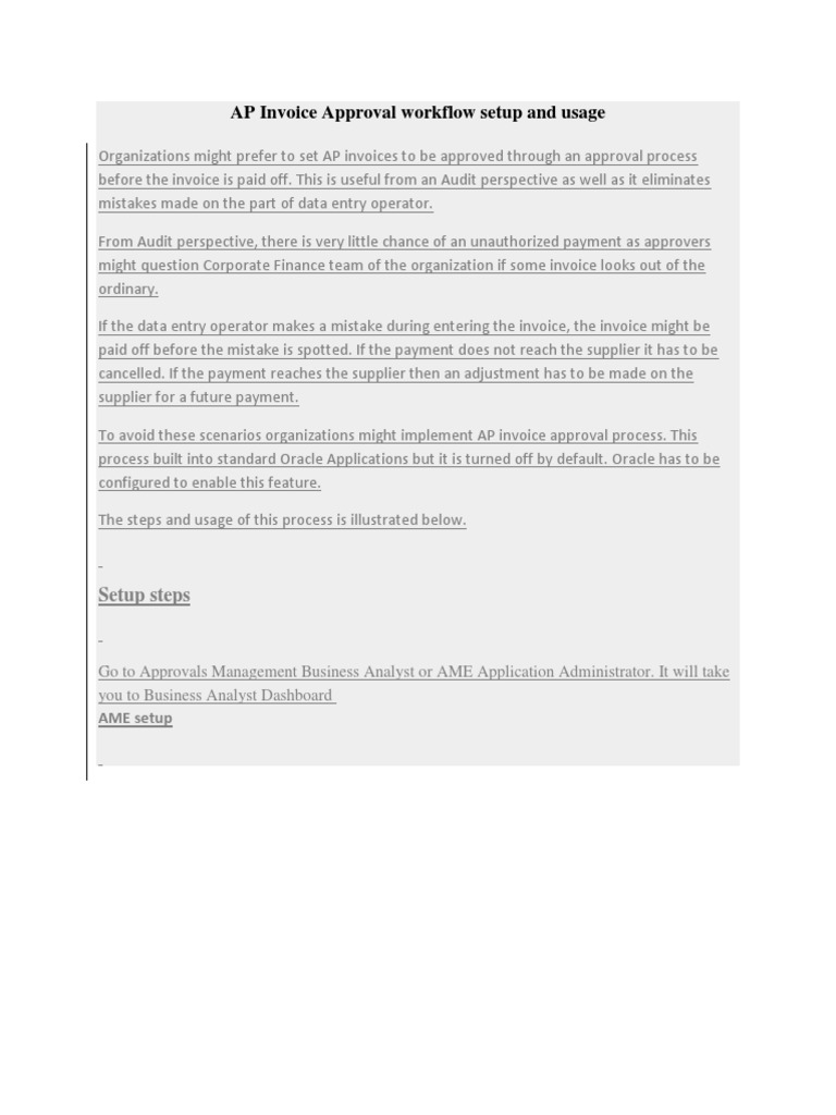 AP Invoice Approval Workflow Setup and Usage | Information Technology ...