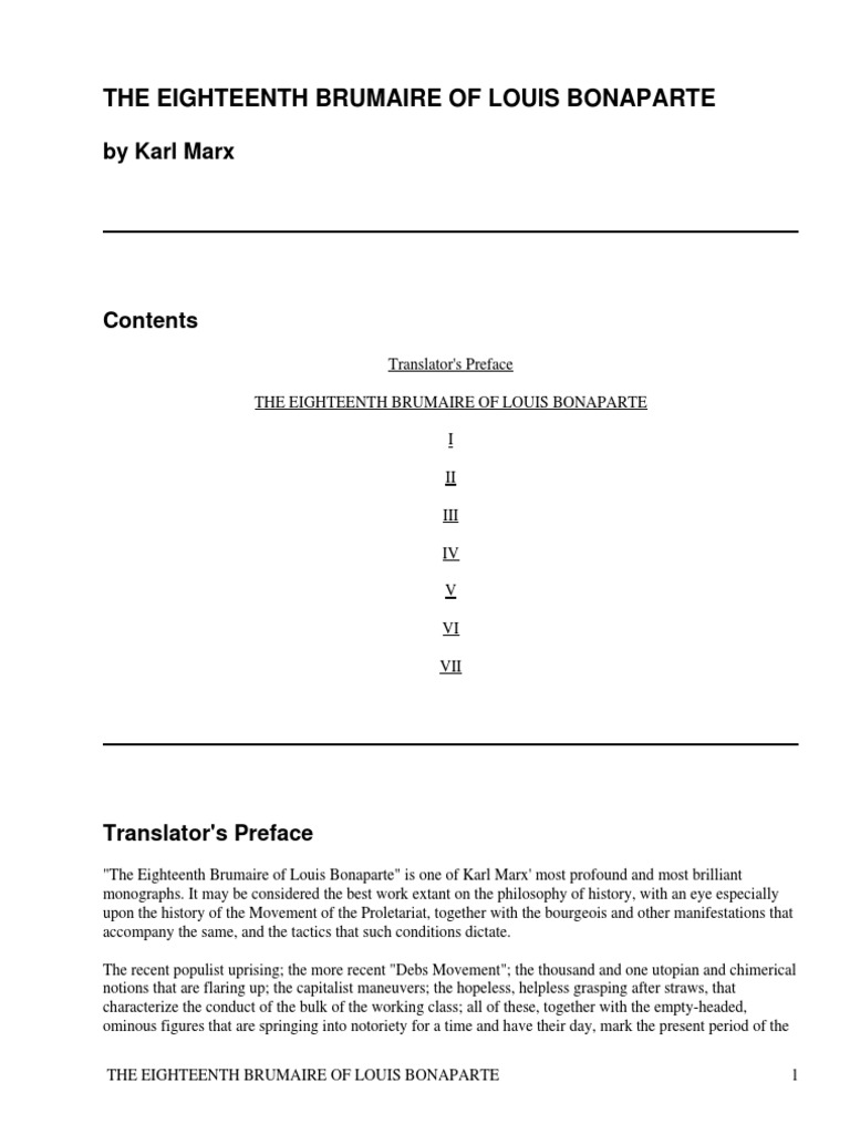 Eighteenth Brumaire of Louis Bonaparte by Marx, Karl, 1818-1883 | PDF ...