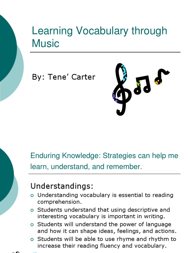 Vocabulary Songs for 3rd Graders | PDF | Reading Comprehension | Vocabulary