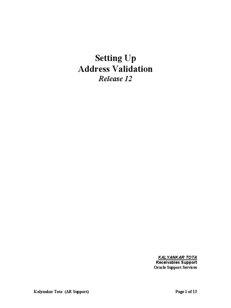 Setting Up Address Validation For Oracle R12 | PDF | Address (Geography ...