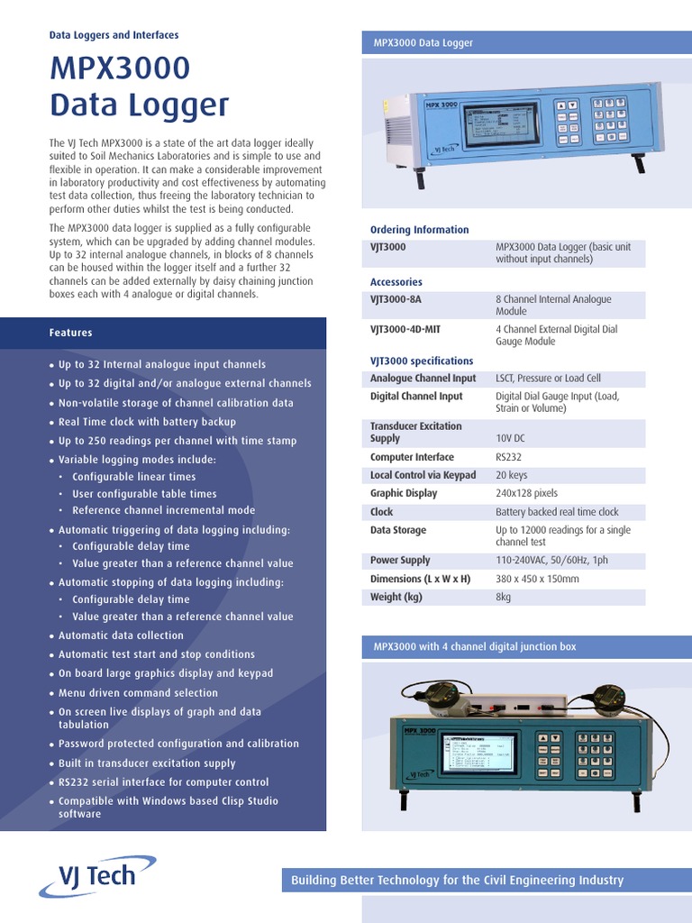 MPX3000 Data Logger Specifications | PDF | Power Supply | Personal ...