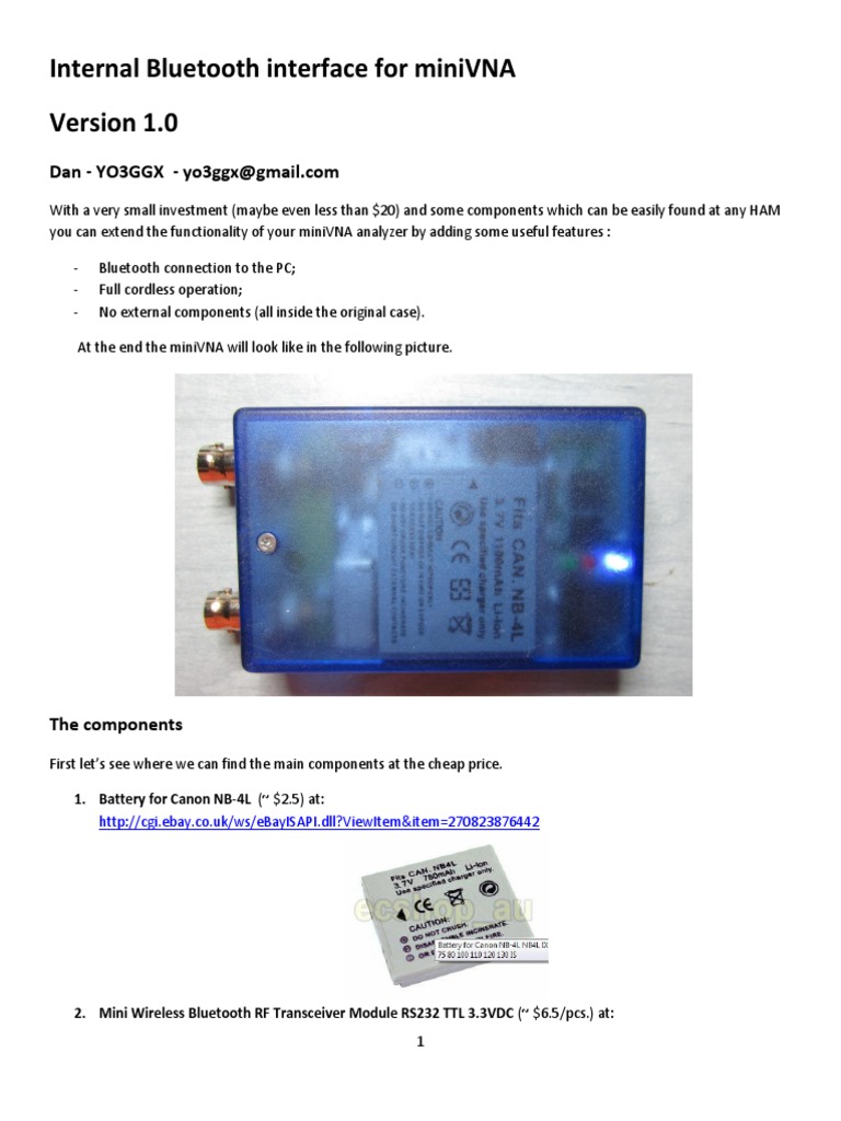 How To Build A Bluetooth Interface For A miniVNA Antenna Analyzer | PDF ...
