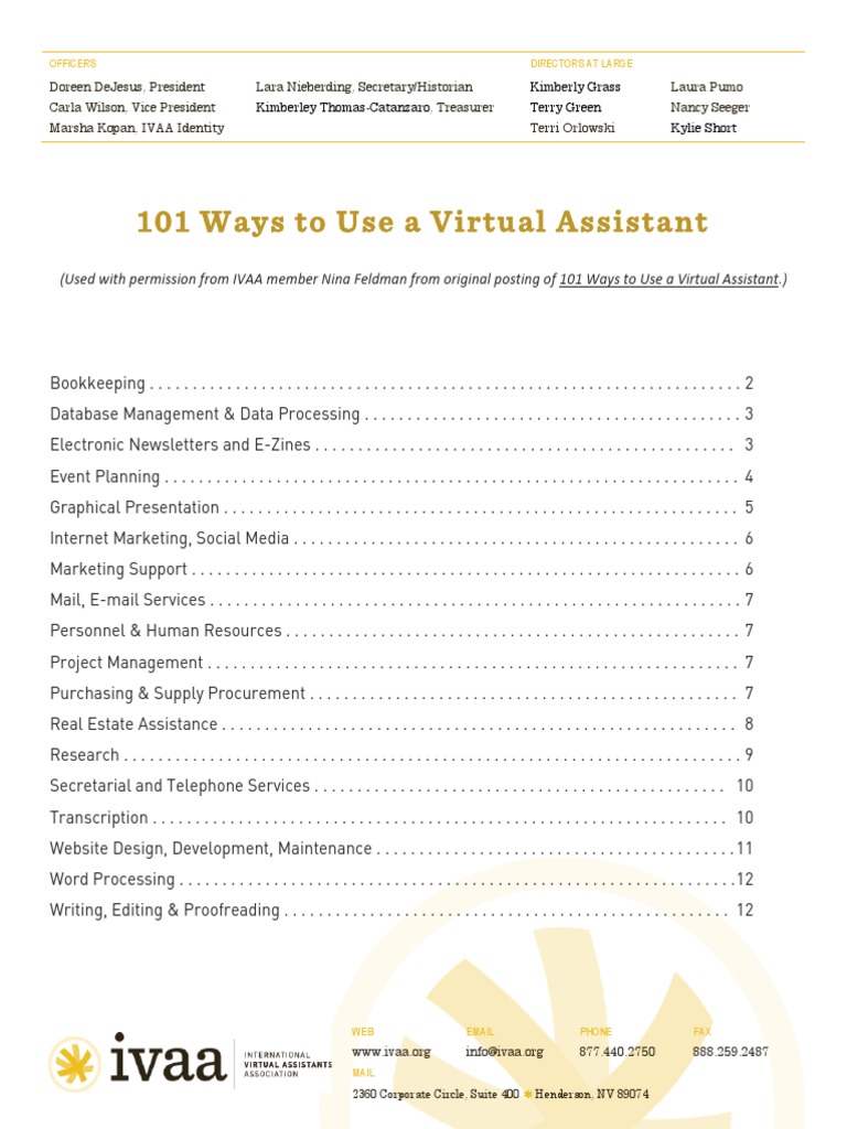 101 Ways To Use A Virtual Assistant | PDF | Email | Websites