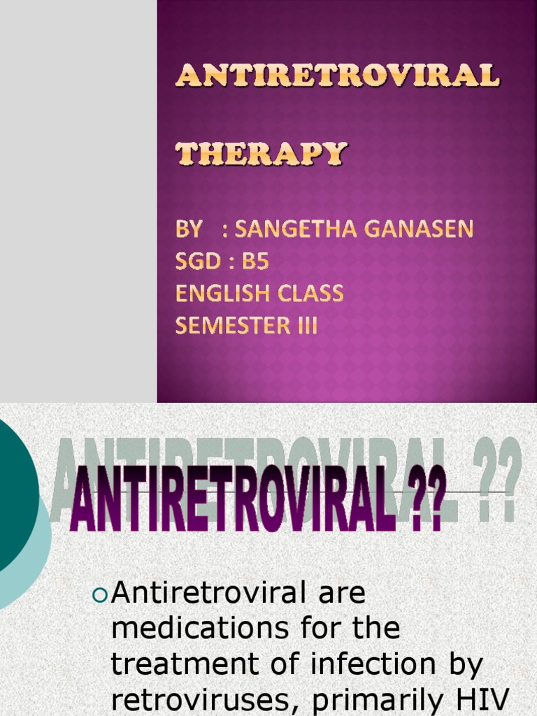 Antiretroviral Therapy | Management Of Hiv/Aids | Sexually Transmitted ...