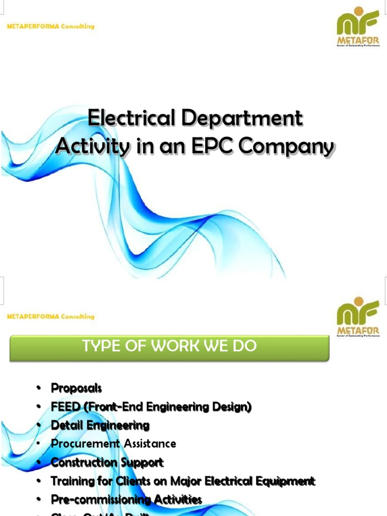 Electrical Department Activity in EPC Company | PDF | Electrical ...