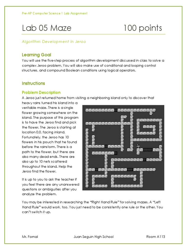 Jeroo Lab 05 Maze | PDF | Maze | Algorithms