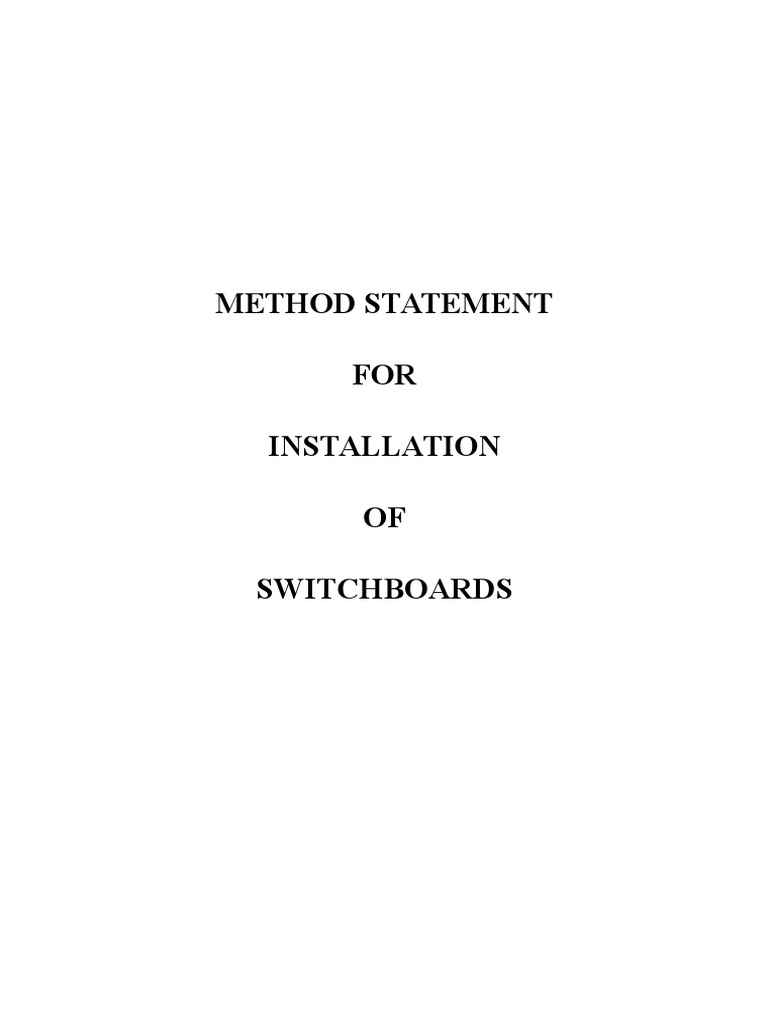 Method Statement For Installation of Switchboards | PDF | Manufactured ...