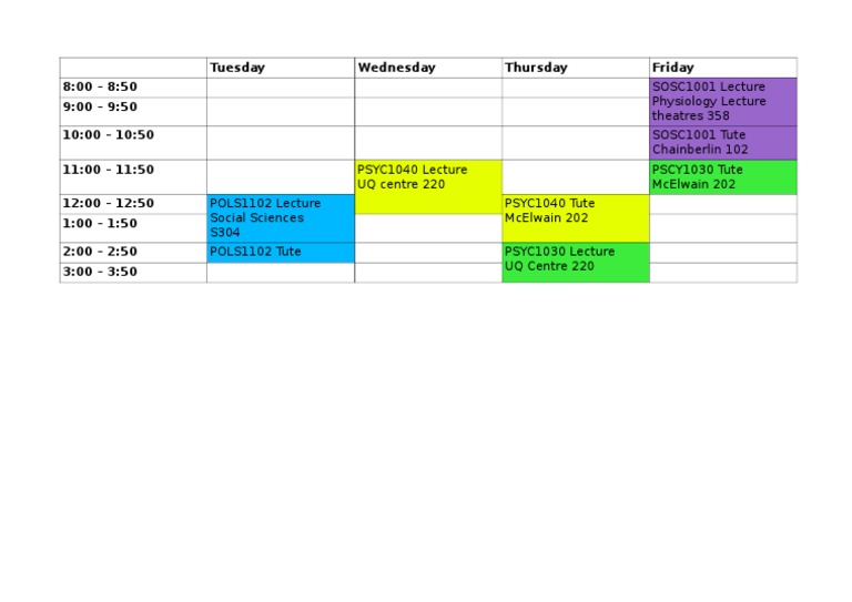 Uni Timetable | PDF