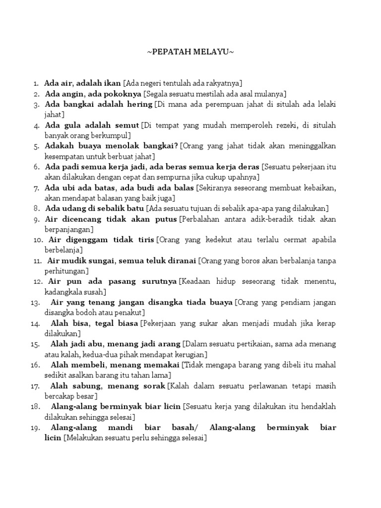 Pepatah Melayu | PDF