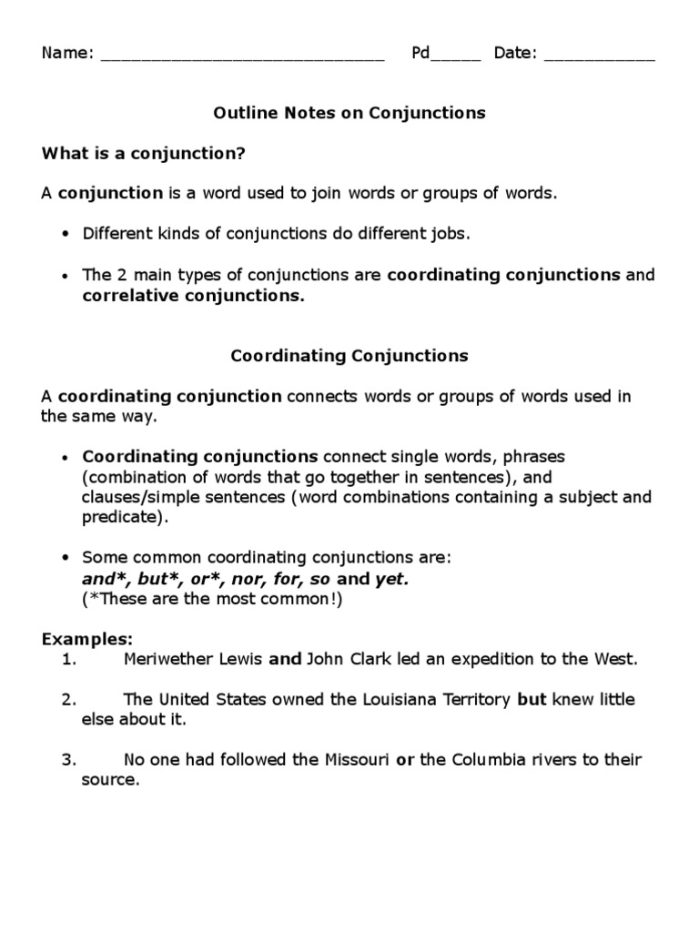 Notes on Conjunctions | Semantics | Lexicology