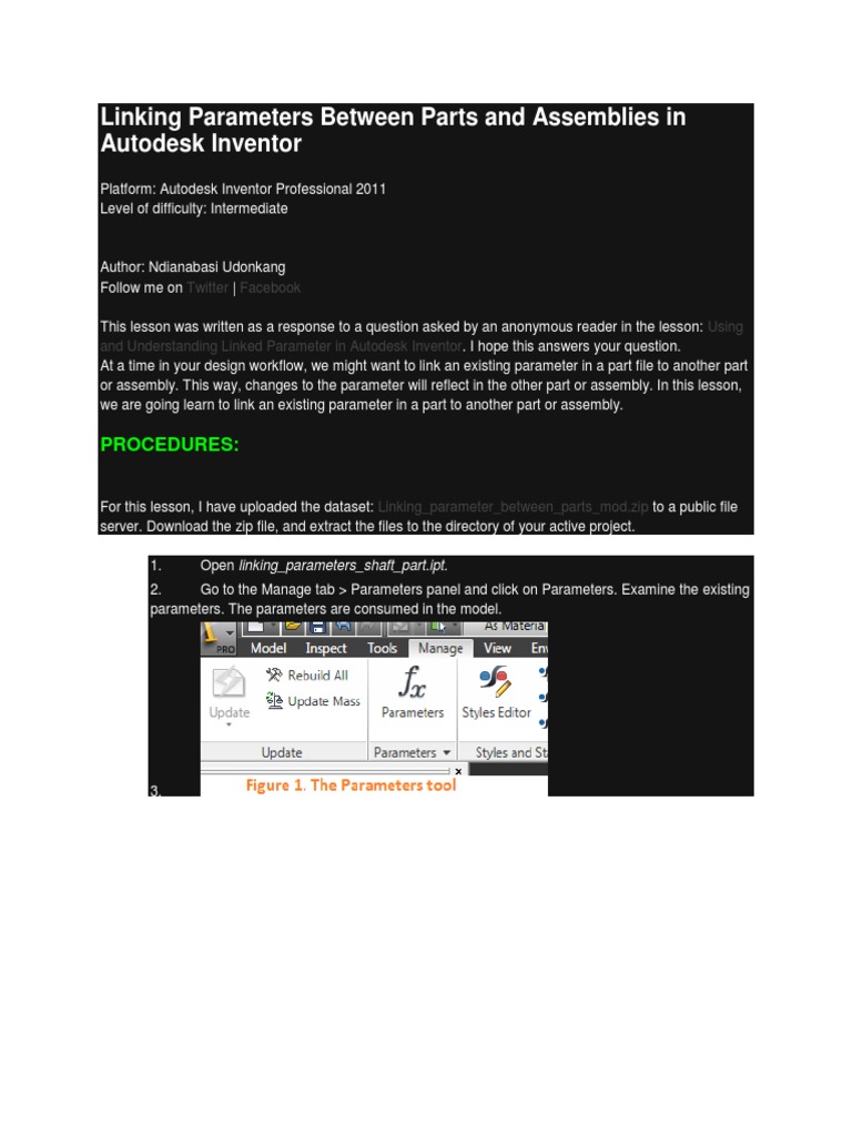 Linking Parameters Between Parts and Assemblies in Autodesk Inventor ...