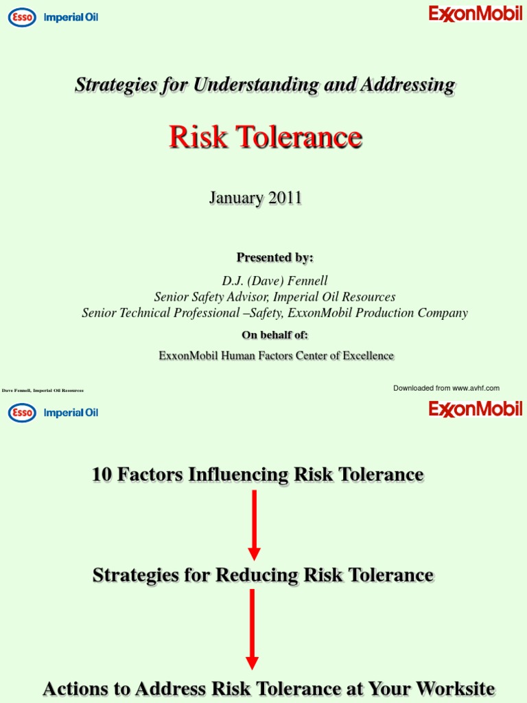 Exxon Risk Tolerance | PDF | Risk | Safety