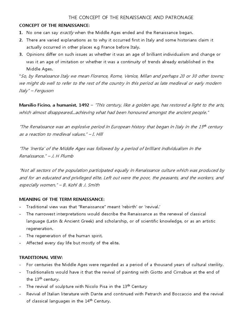 Concept of The Renaissance | PDF | Renaissance | Humanism