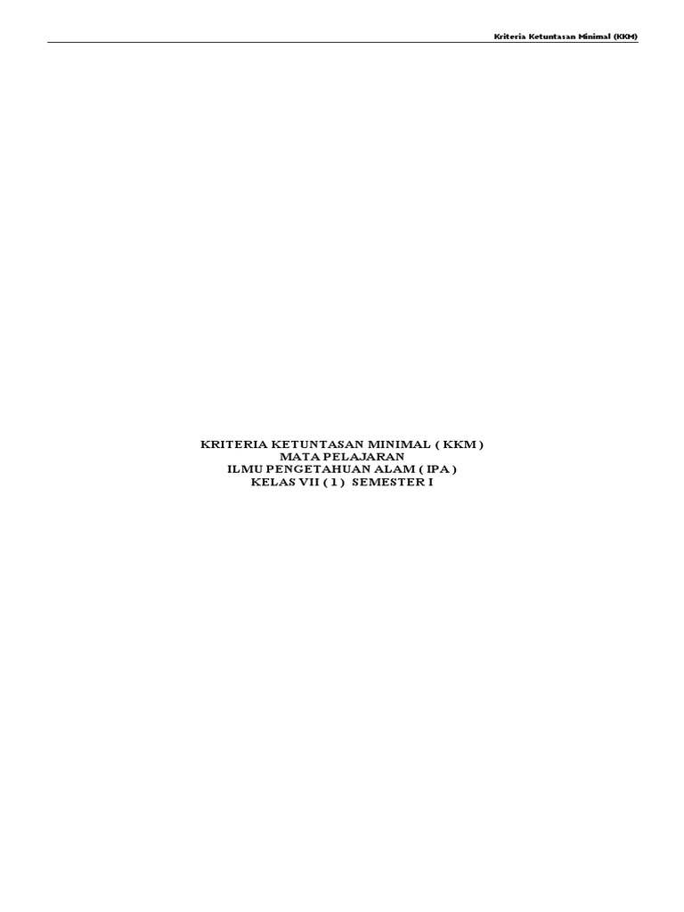 KKM Ipa Kelas 7 | PDF