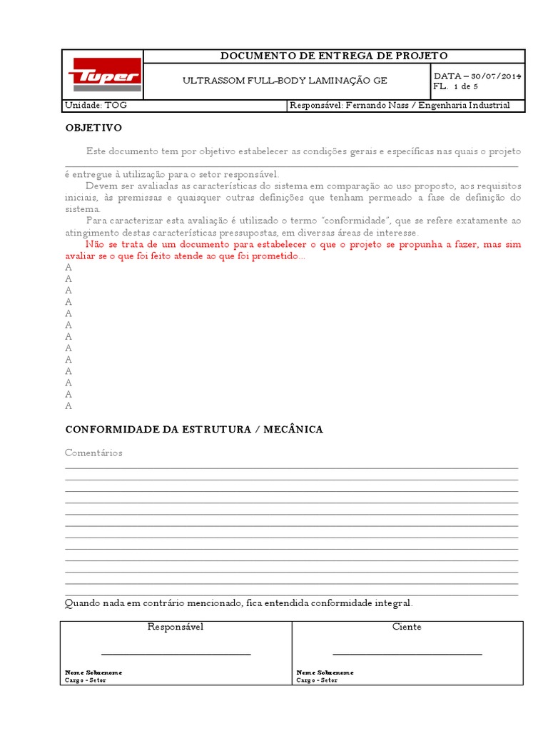 Documento de Entrega de Projeto | PDF | Engenharia | Ciência e Tecnologia