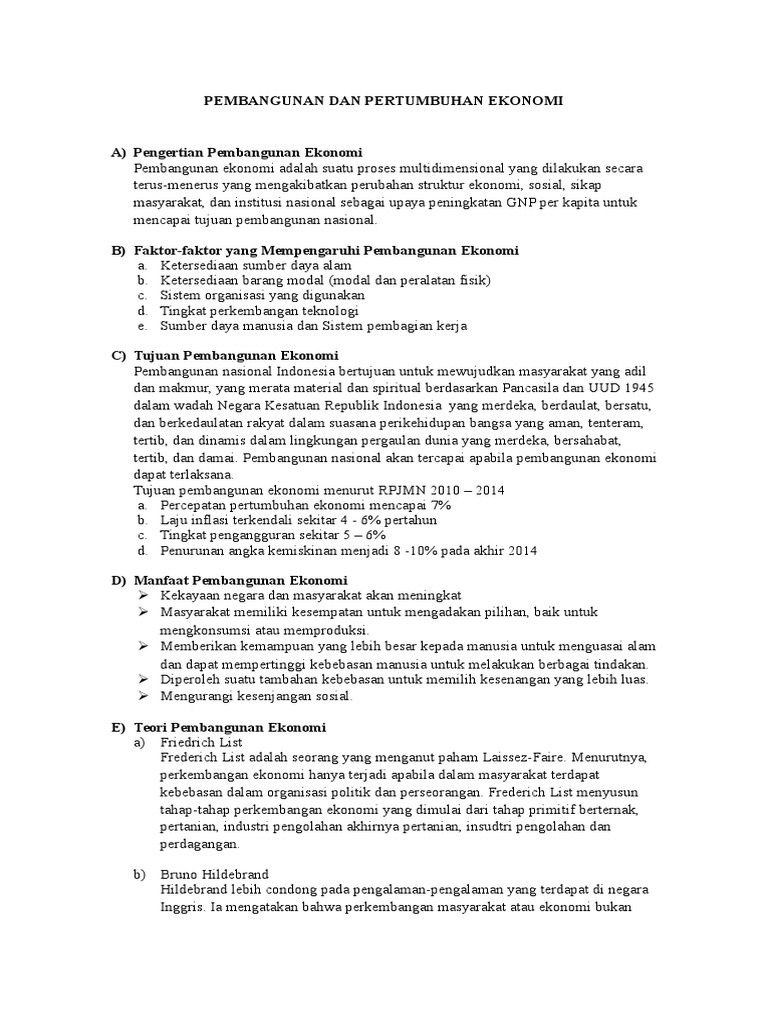 Pembangunan Dan Pertumbuhan Ekonomi | PDF