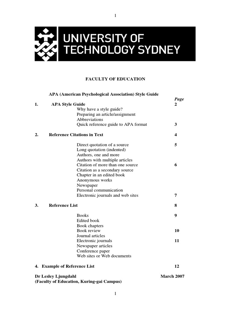 APA UTS Reference Guide | Download Free PDF | Citation | American ...