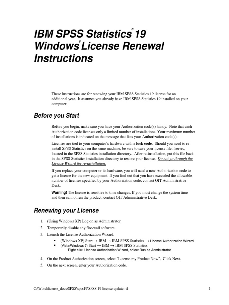 SPSS 19 License Update | PDF | Spss | Microsoft Windows