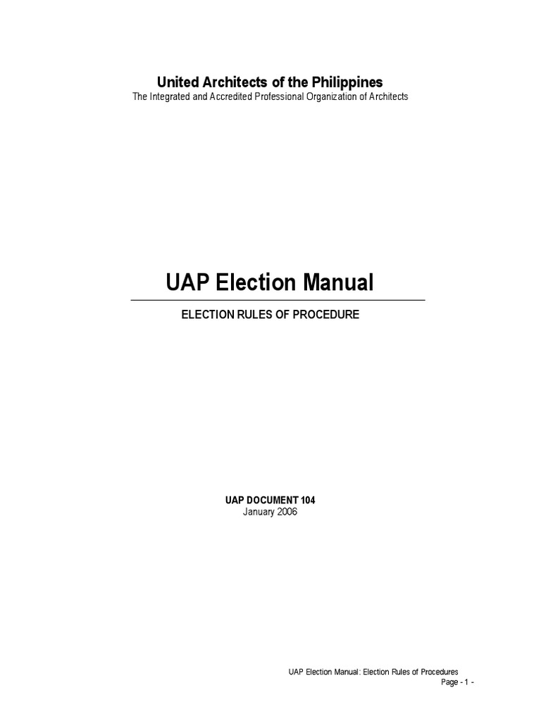 UAP Election Manual | PDF | Board Of Directors | Commission On ...