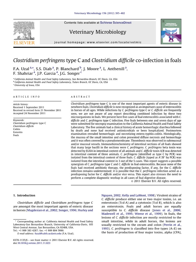 Clostridium Perfringens Type C and Clostridium Difficile Co-Infection ...