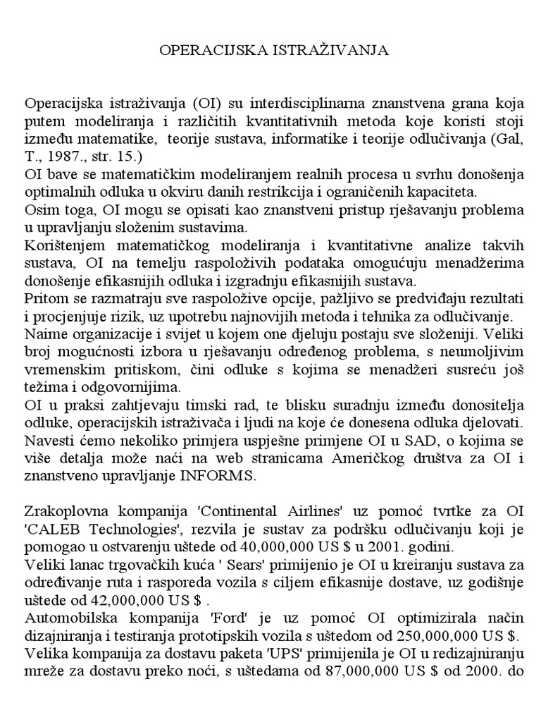 Operacijska Istrazivanja 1. Dio | PDF