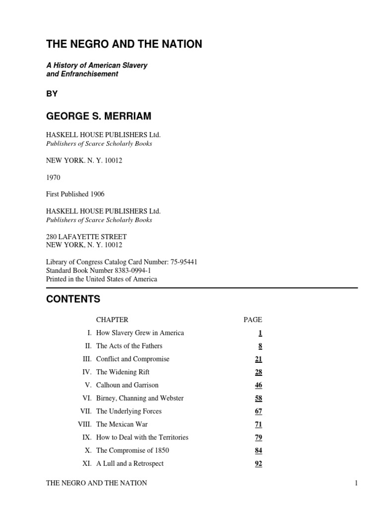 The Negro and The Nation: George S. Merriam | PDF | Slavery | Thomas ...