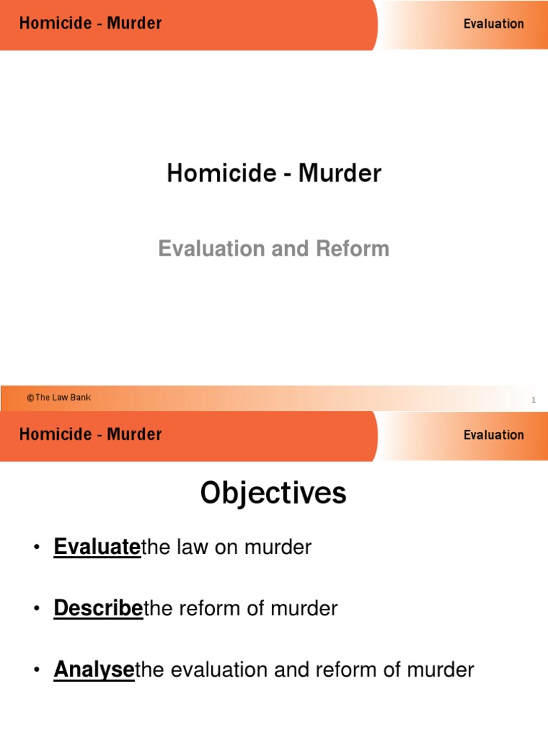 Evaluation Murder | PDF | Manslaughter | Murder