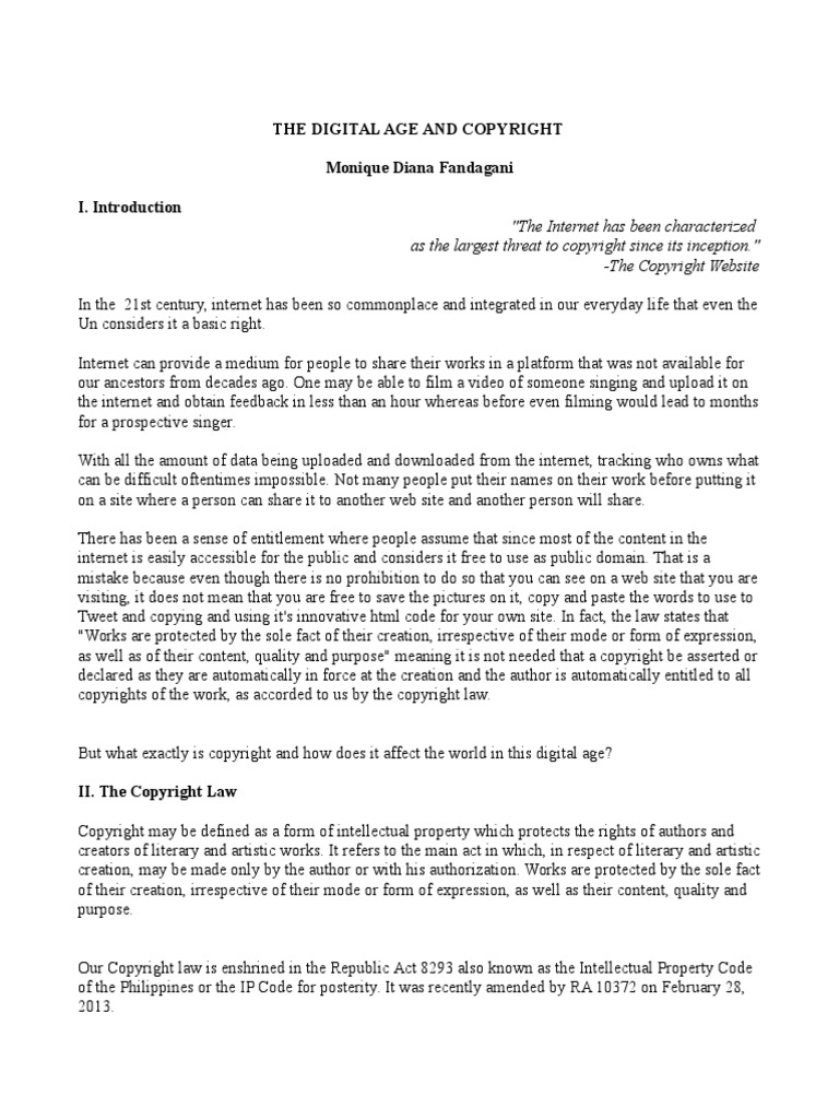 The Digital Age and Copyright | PDF | Copyright | Fair Use