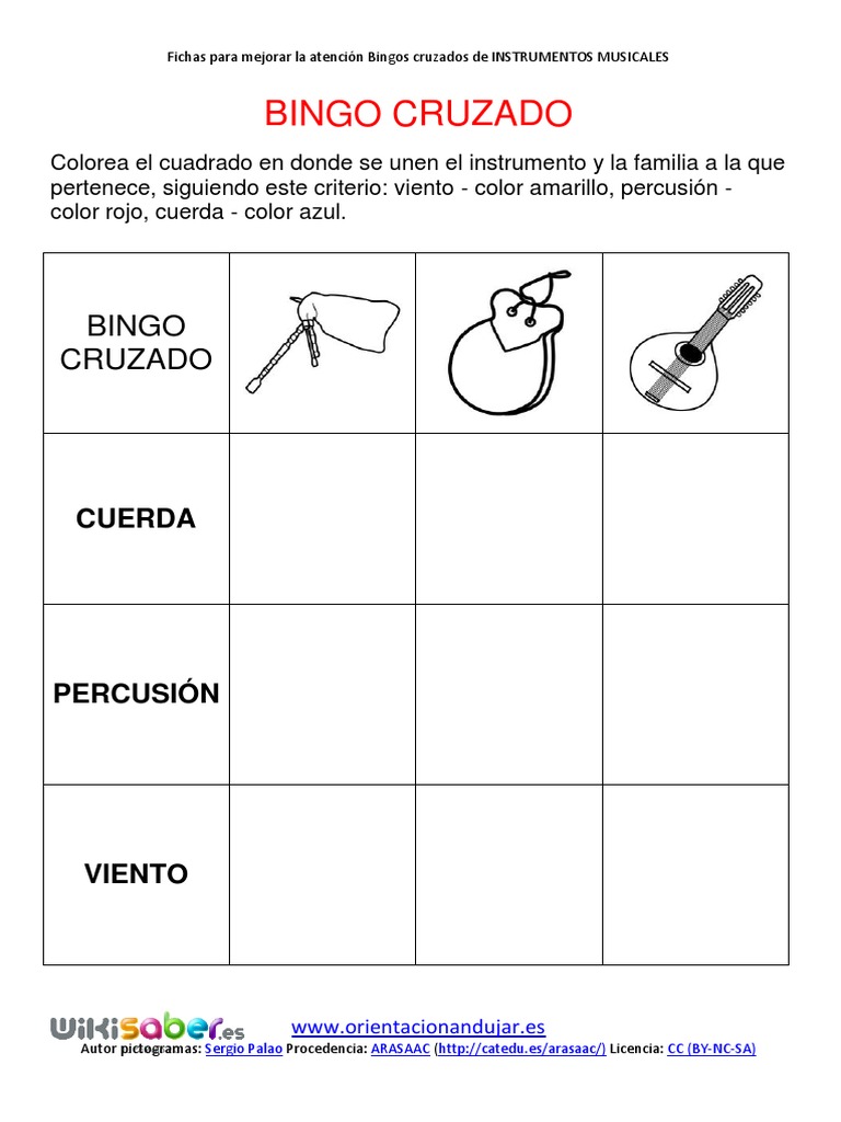 Bingo Instrumentos IIB | Instrumentos musicales | Instrumentos de cuerda