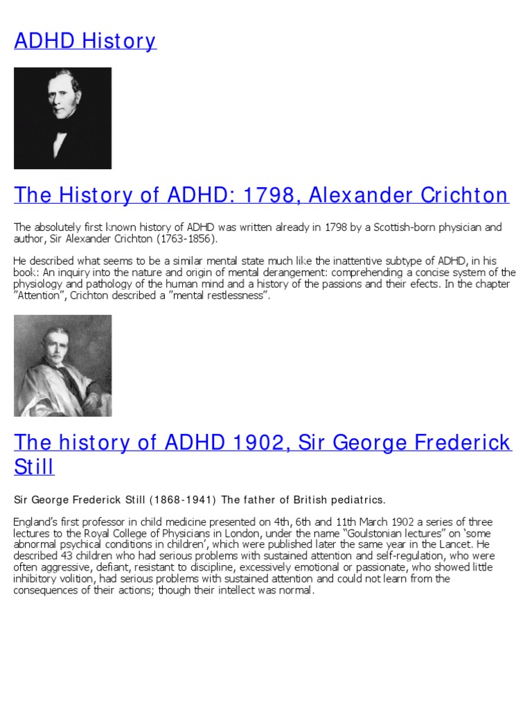 ADHD History: Sir George Frederick Still (1868-1941) The Father of ...