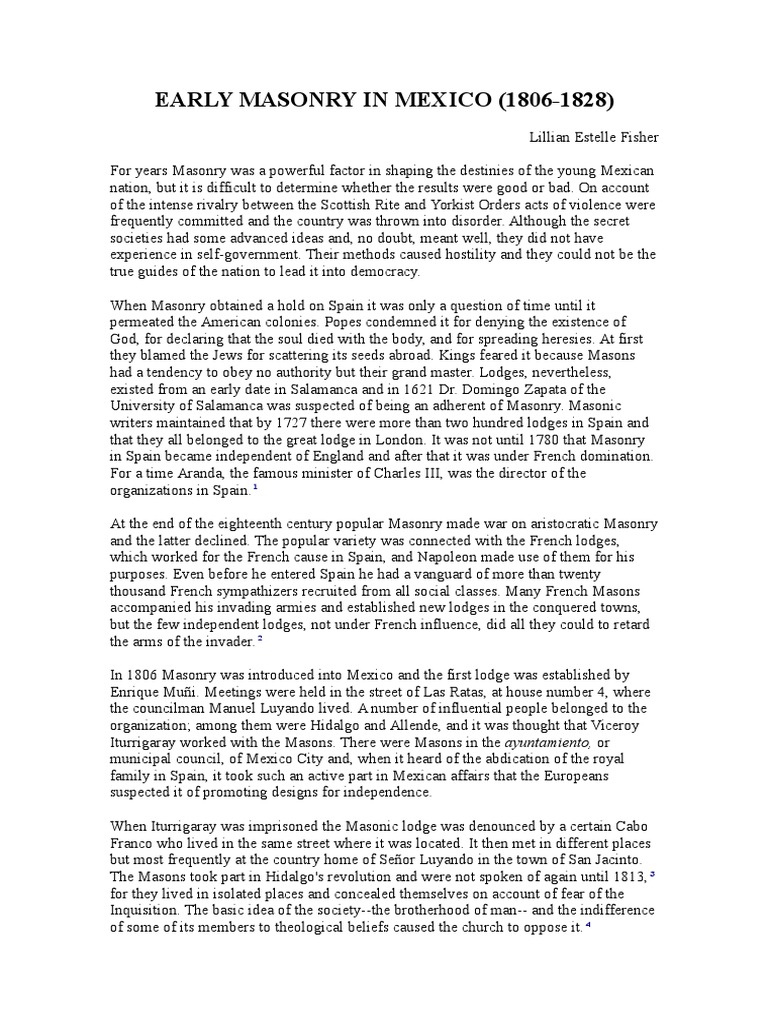 Early Masonry in Mexico | Download Free PDF | Freemasonry | Masonic Lodge