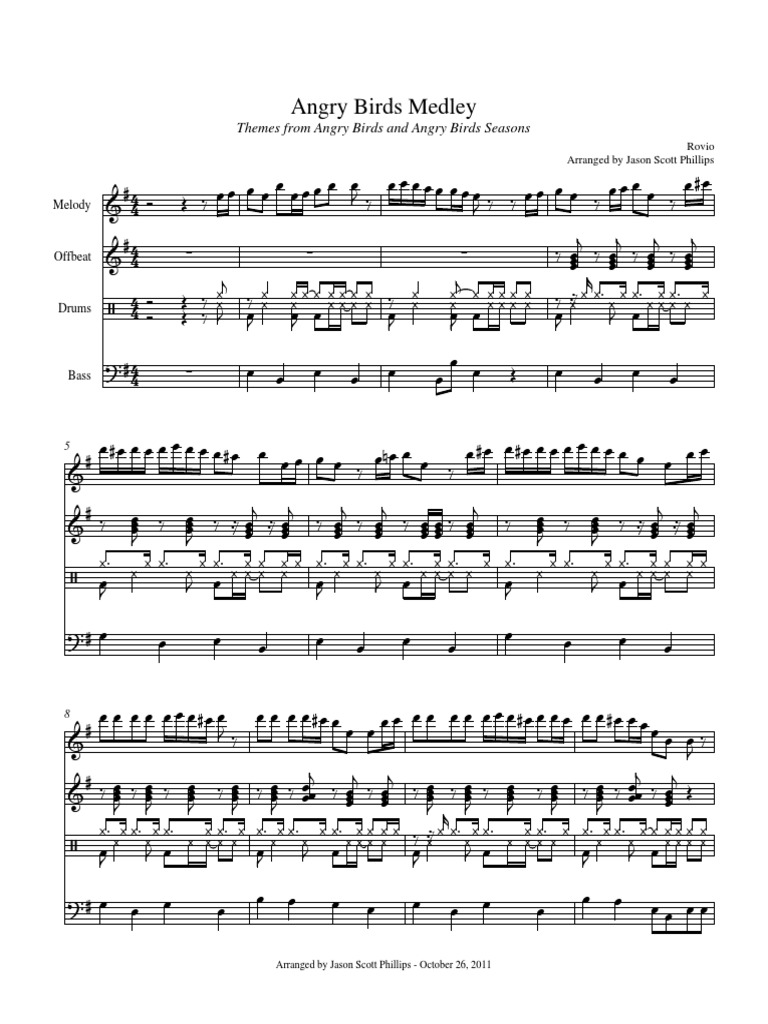 Angry Birds Theme Score | PDF | Musical Forms | Leisure