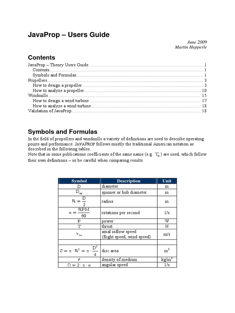 JavaProp Users Guide | PDF | Propeller | Airfoil