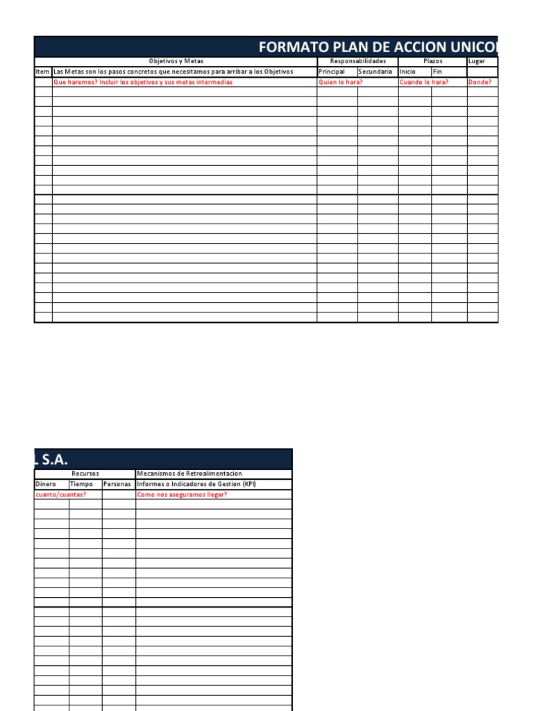 Formato Plan de Accion | PDF