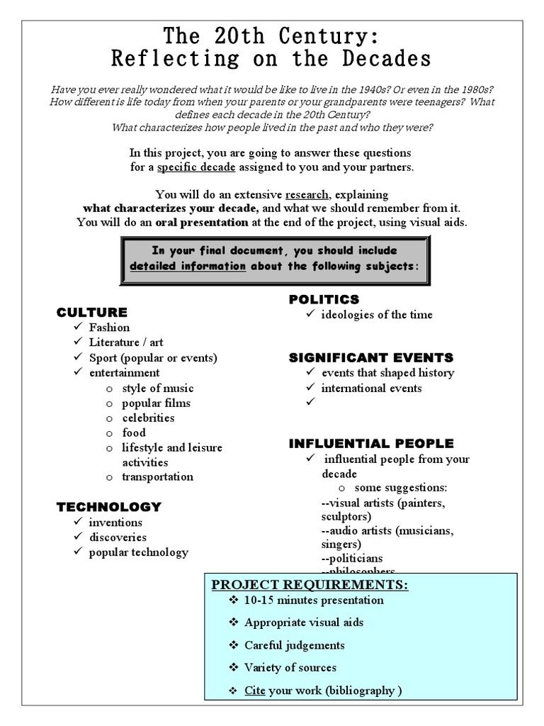 Exploring 20th Century Decades | PDF