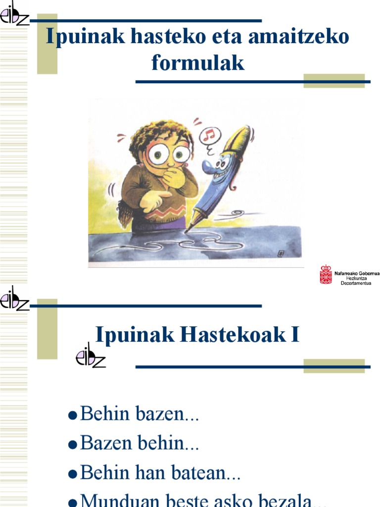 Ipuinak Hasteko Eta Bukatzeko Formulak | PDF
