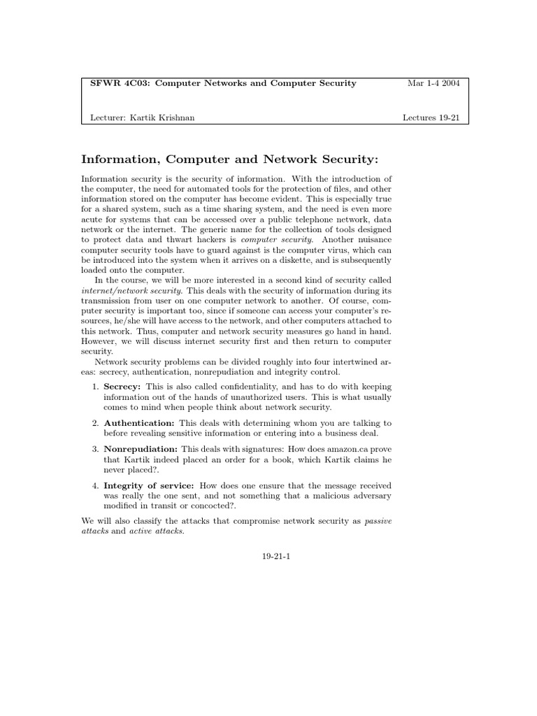 Computer Networks and Security: An Overview of Key Concepts Regarding ...
