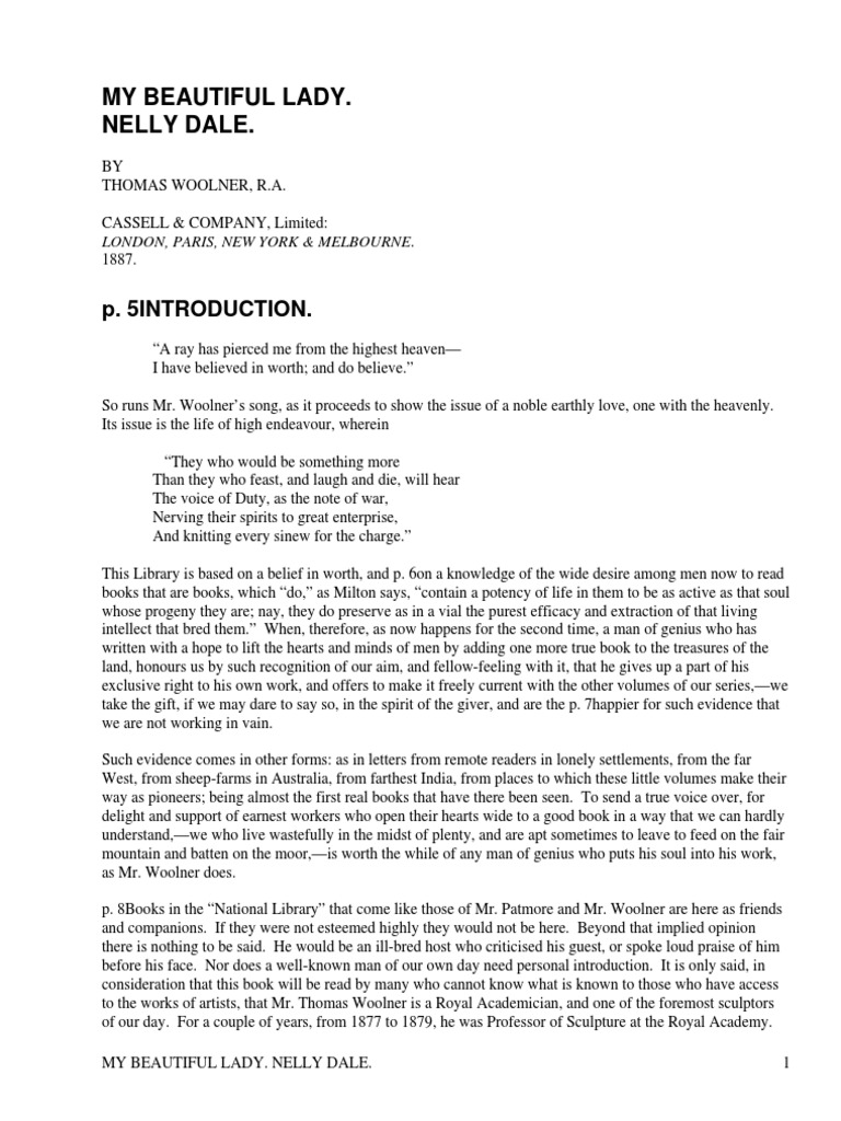 My Beautiful Lady. Nelly Dale by Woolner, Thomas, 1825-1892 | PDF | Nature